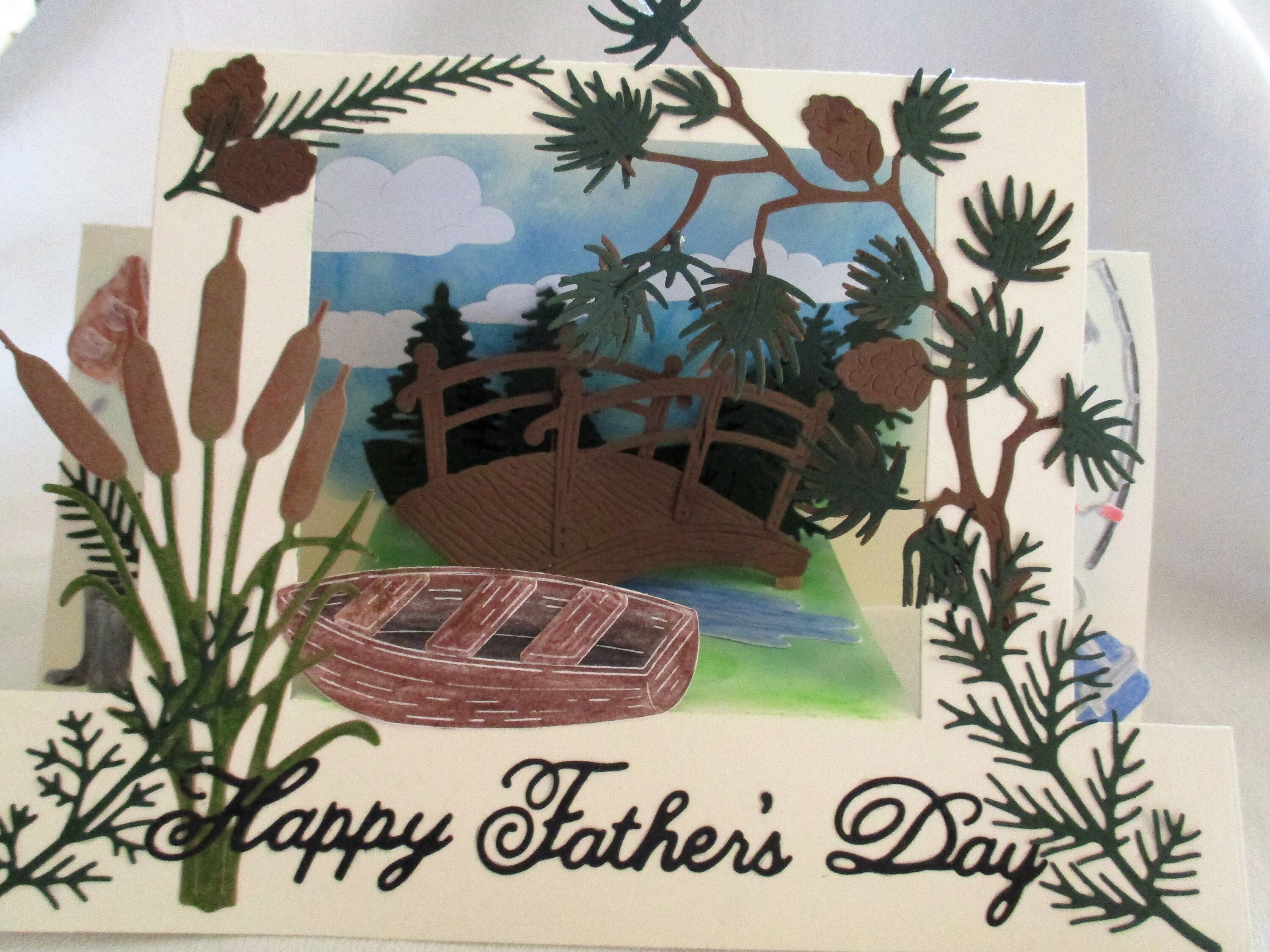 Father's Day Card. Outdoorsman, Fisherman Pop-up Card Featuring a Scene ...