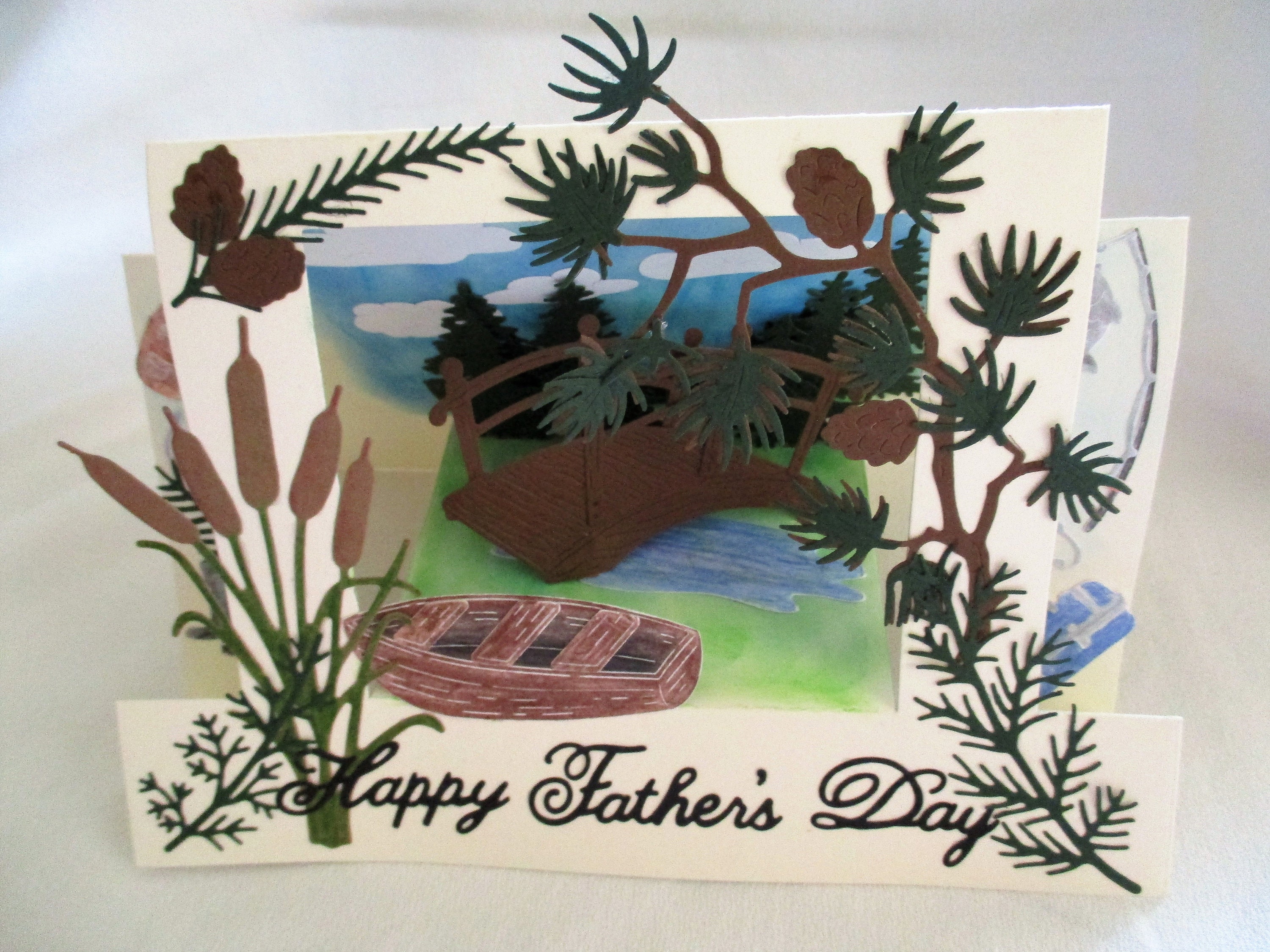 Father's Day Card. Outdoorsman, Fisherman Pop-up Card Featuring a Scene ...