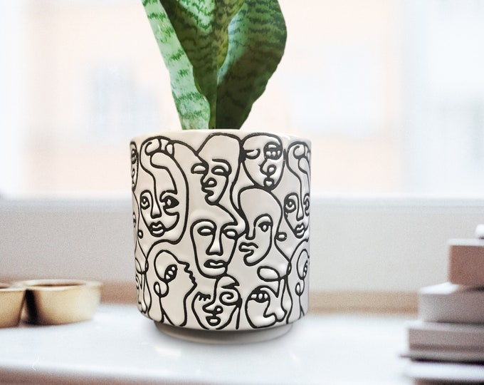 Abstract Face Planter, Pot for Indoor Plant, Cute Fun Succulent Pot ...