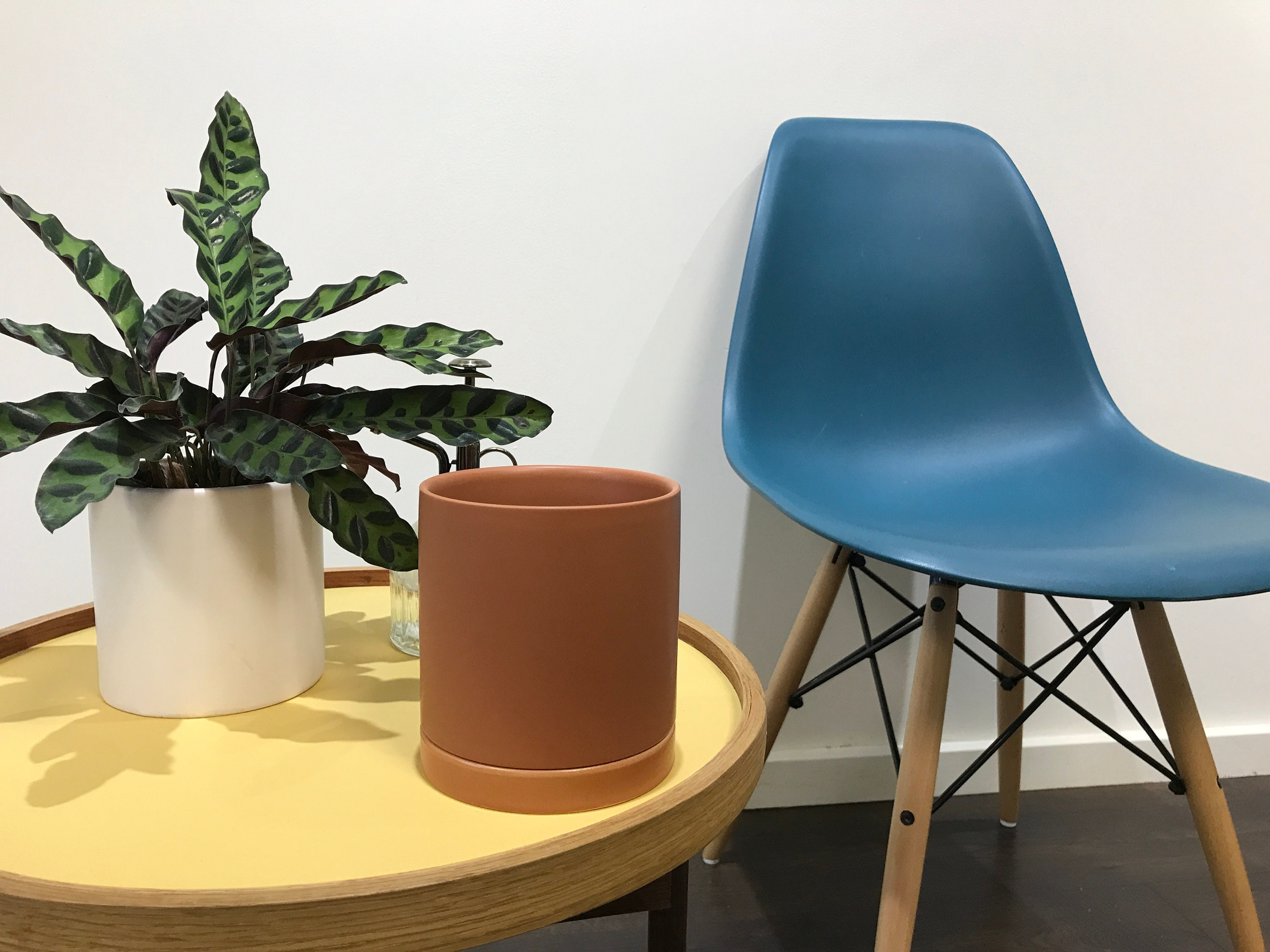 Terracotta Color Pot With Drainage, Ceramic Planter and Saucer, 4 Inch ...