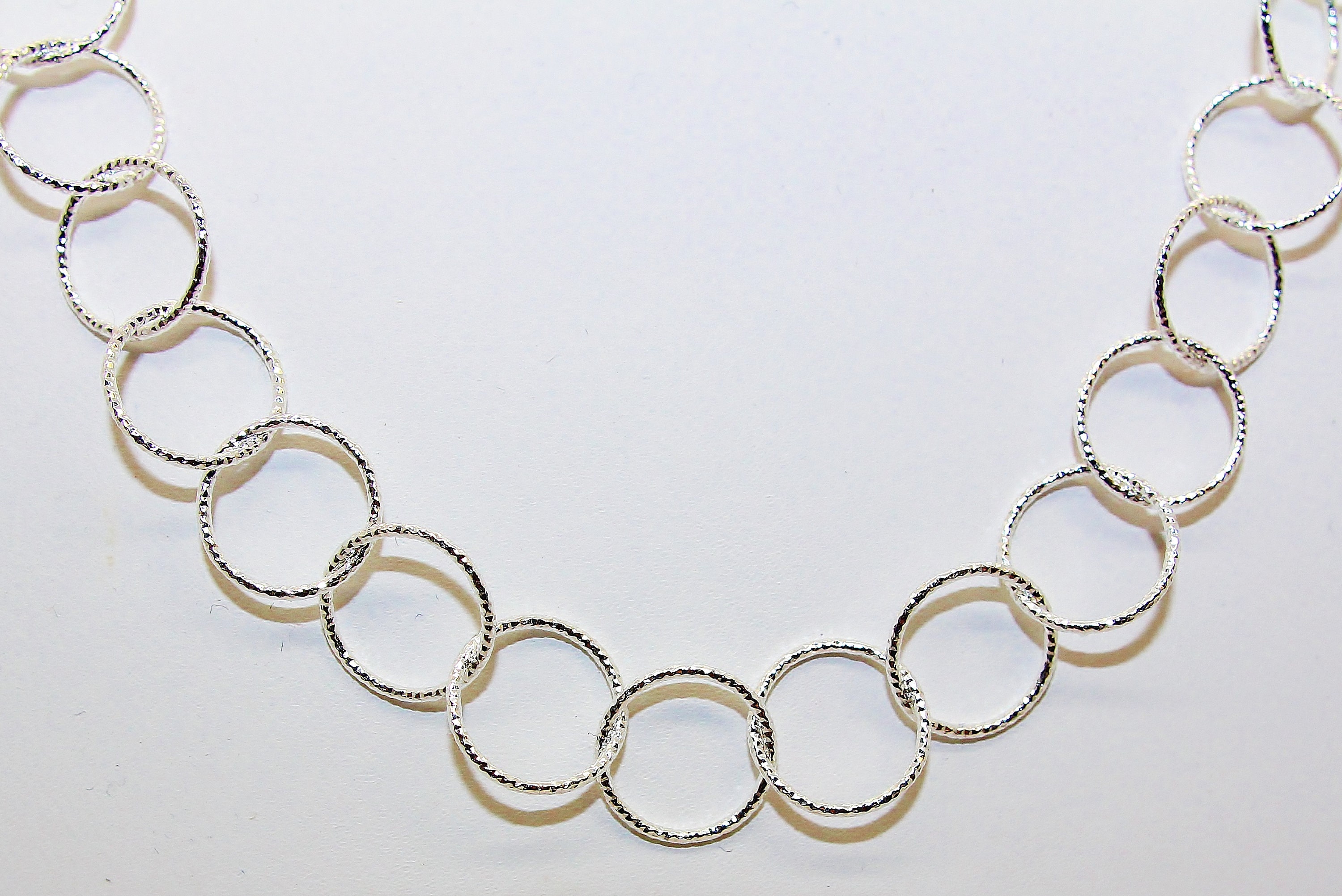 925 Italian Sterling Silver Diamond Cut Fancy Open Circle Chain ...