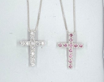 Pink Cross Necklace | Etsy