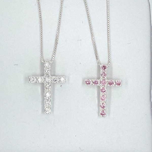 Pink Cross Necklace - Etsy
