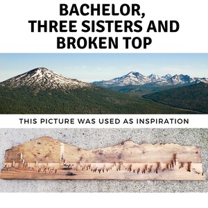 Mt. Bachelor, Three Sisters, Broken Top Oregon Mountain Range Sign; Rustic Home Decor Made From ...