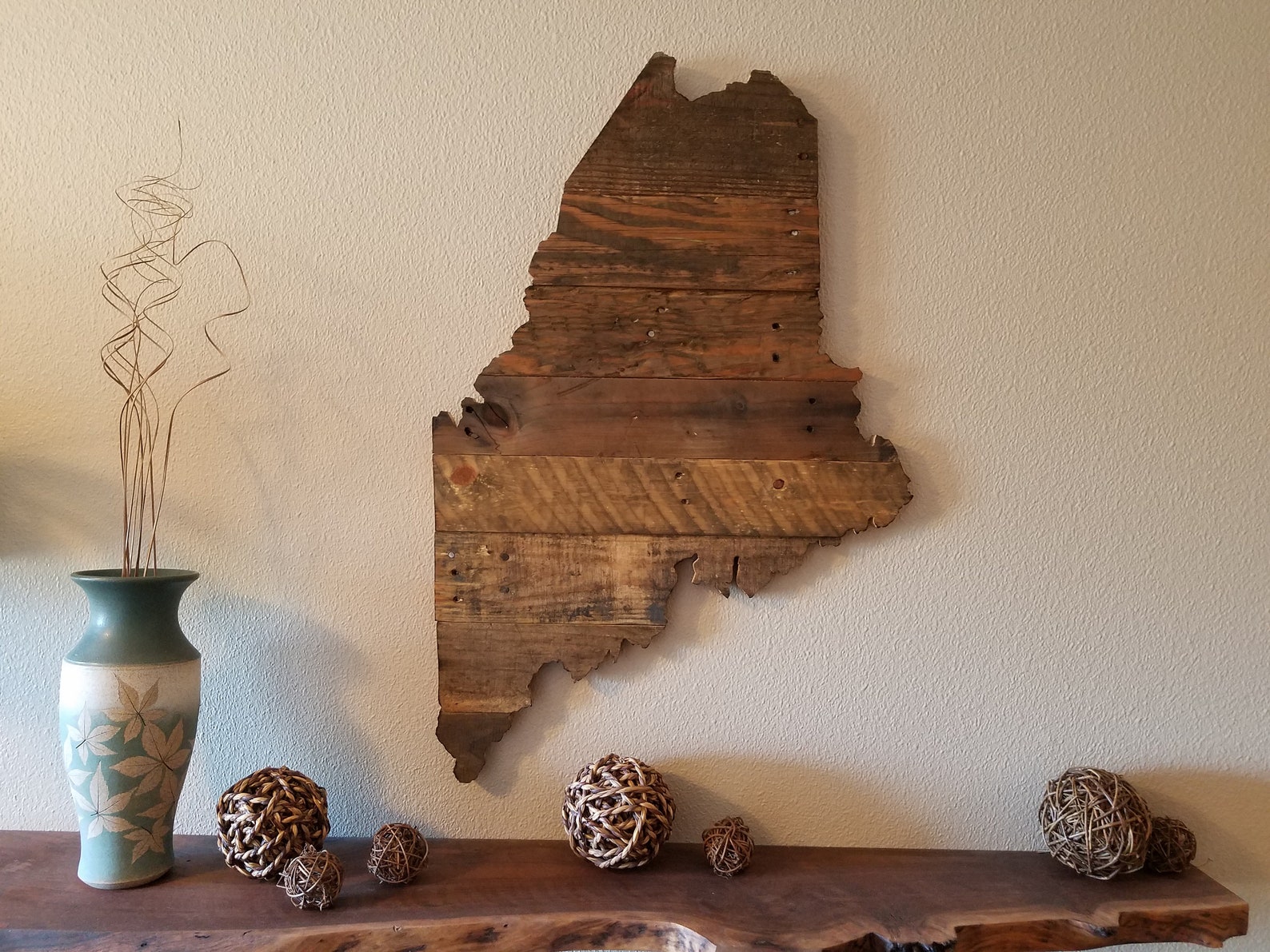 Maine State Sign Reclaimed Wood Pallet Sign Rustic Home | Etsy