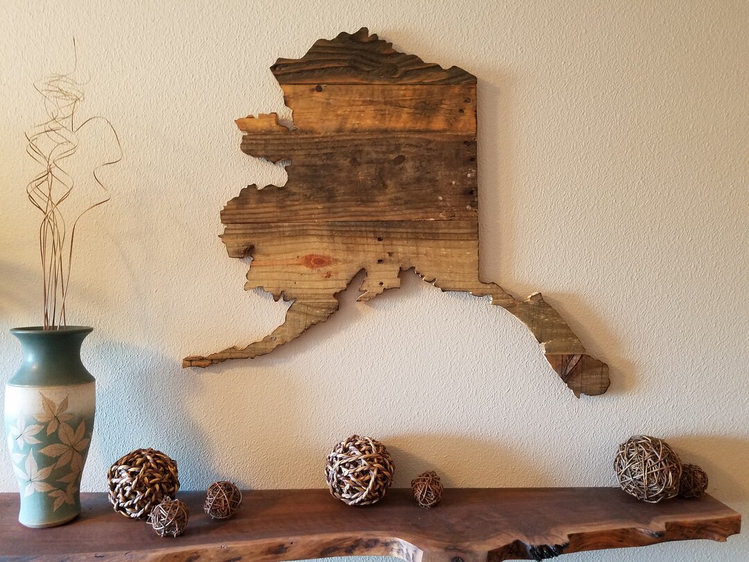 Alaska State Sign - Reclaimed Wood - Pallet Sign - Rustic Home Decor ...
