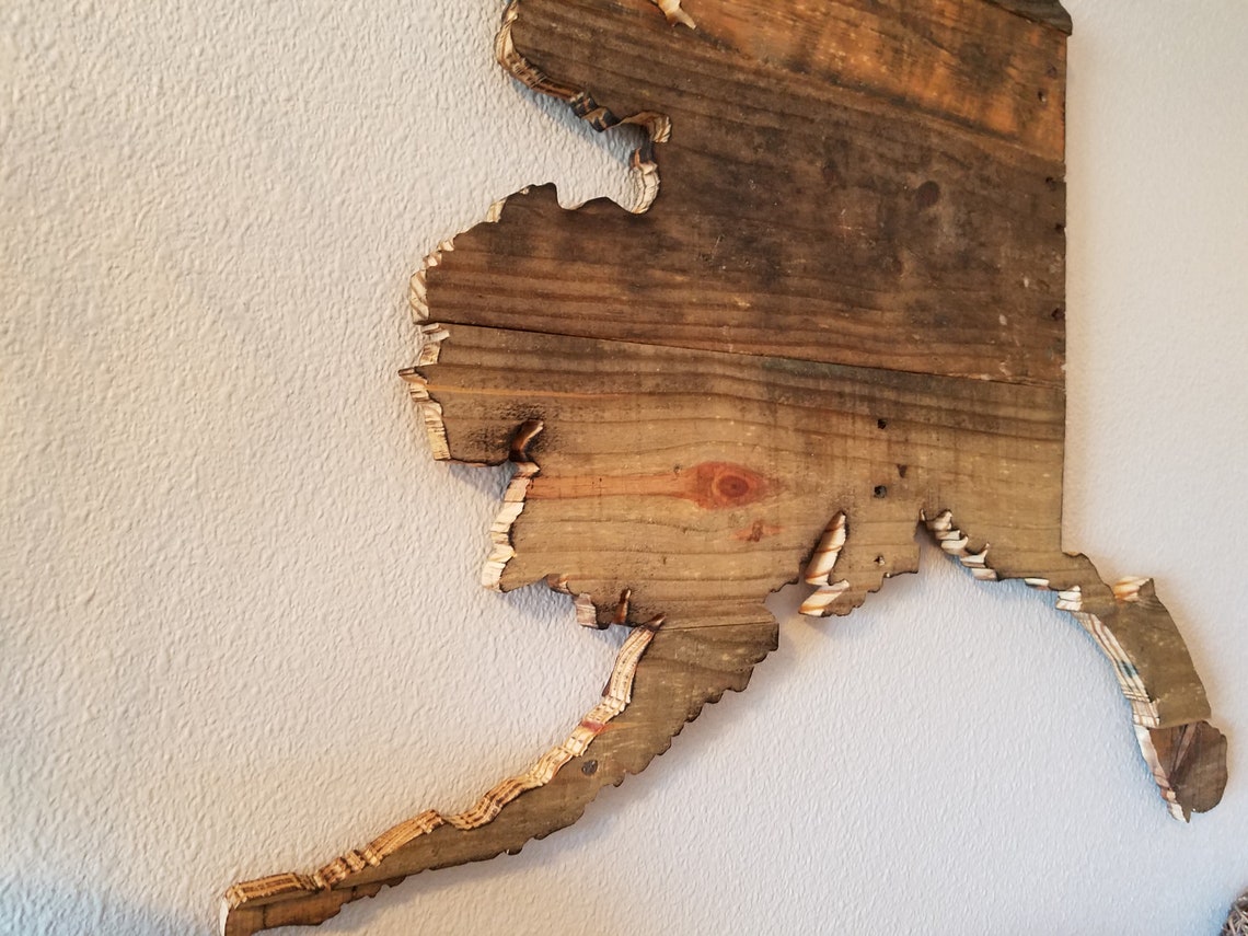 Alaska State Sign Reclaimed Wood Pallet Sign Rustic Home | Etsy