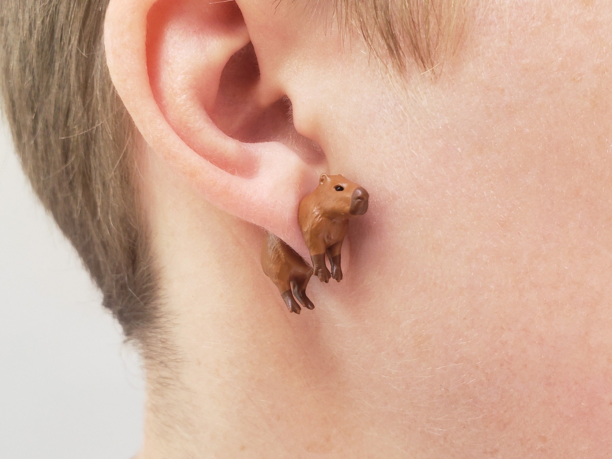 Hand Painted Capybara Earrings 3D Printed - Etsy