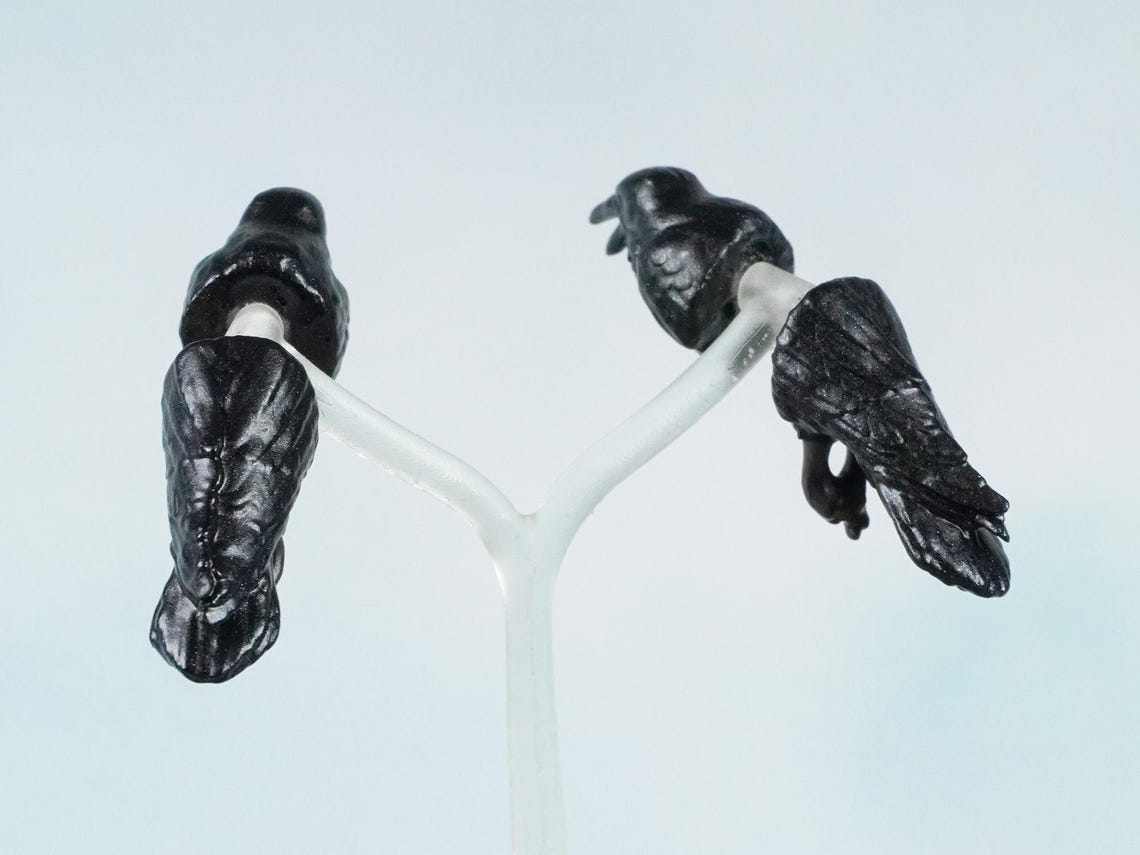 Hand Painted Raven Earrings | 3D Printed - Etsy