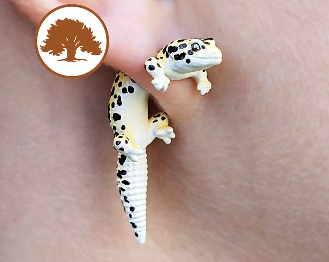 Hand Painted Leopard Gecko Earrings | 3D Printed - Etsy
