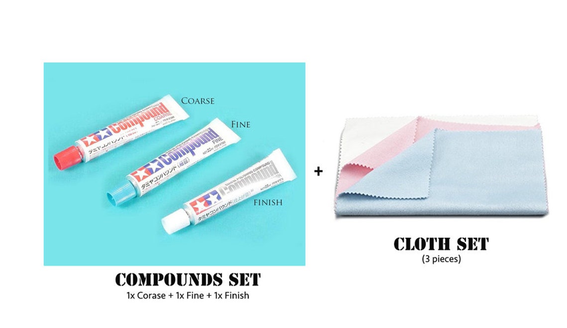 Set of 3 of 22ml TAMIYA Compound Polishing Finish Paste for Plastic ...