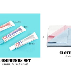 Set of 3 of 22ml TAMIYA Compound Polishing Finish Paste for Plastic ...