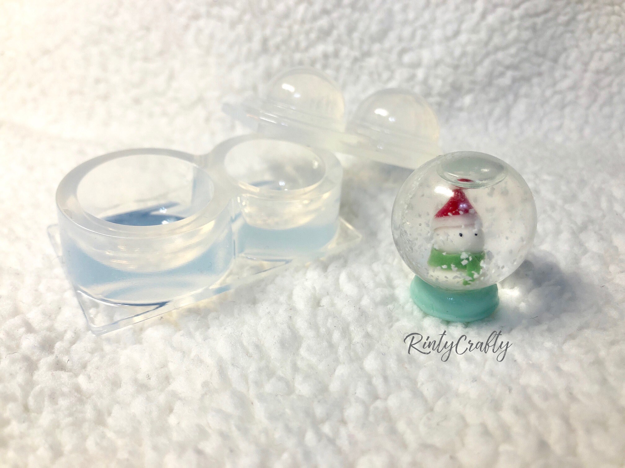Silicone Mold (L) Snowglobe Mold, Hollow Dome Round Transparent Sphere ...