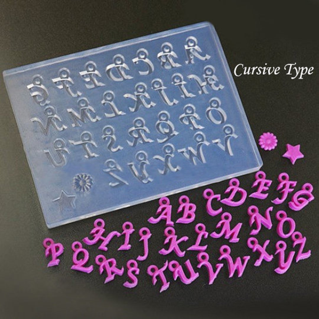Silicone Mold, Alphabet Mold, CURSIVE Type Soft Mold for Polymer Clay ...