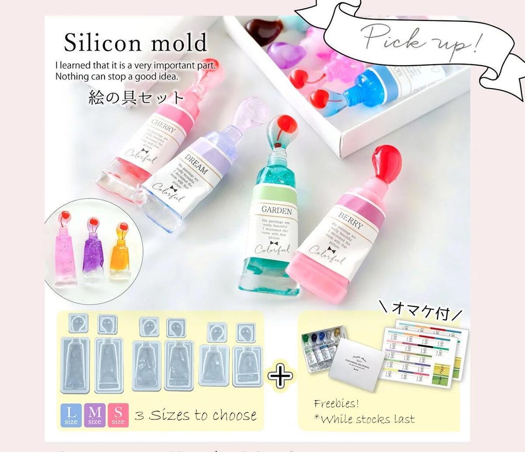 Silicone Mold, Kawaii Mini Squeeze-tube Toothpaste Charm Mold (S/M/L ...