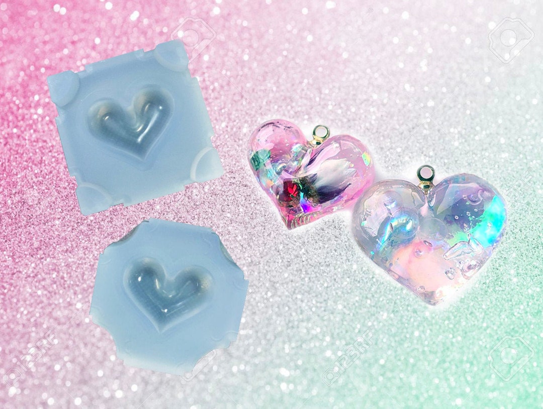 Silicone Mold, Heart Mold, Plump Heart Mold, Silicone Two Part 3D Mold ...