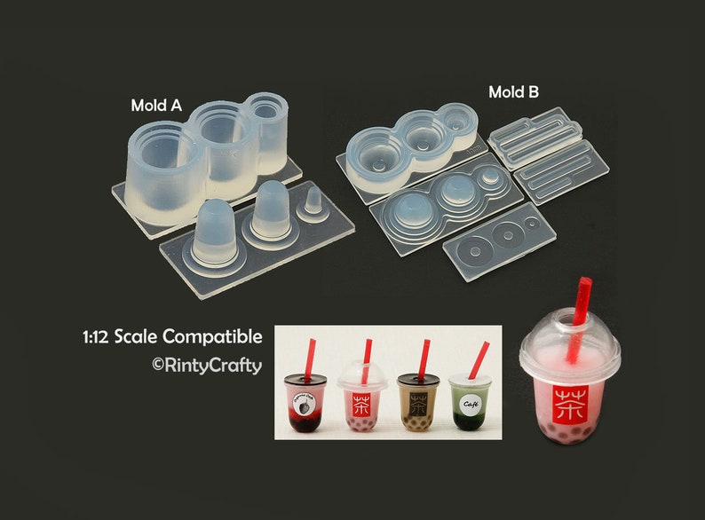 Silicone Mold, Miniature Bubble Tea Cups Mold Round Base, Cafe CUP ...