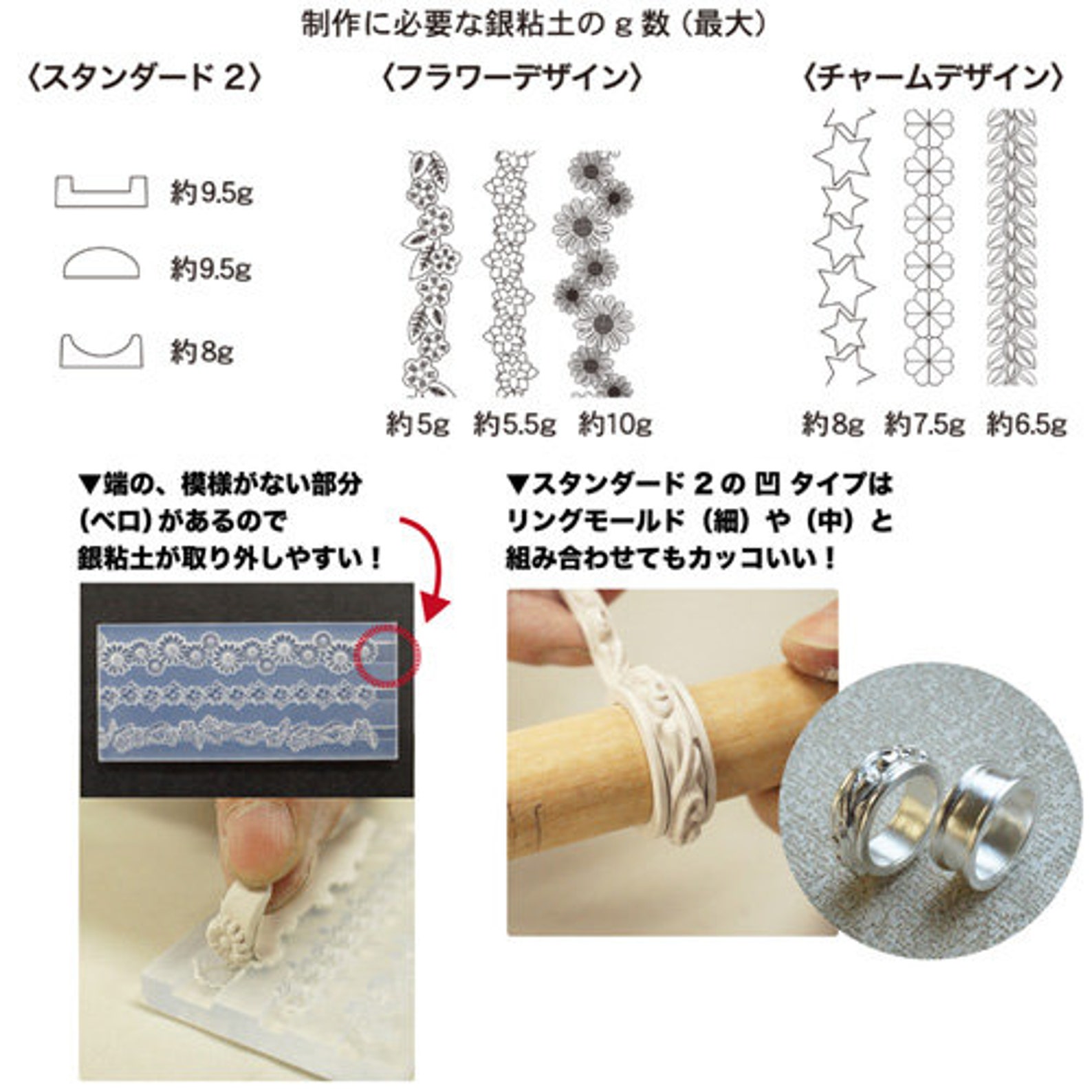 Silicone Mold Silver Ring Mold for Silver Clay, Star Ring Mold, Clover ...