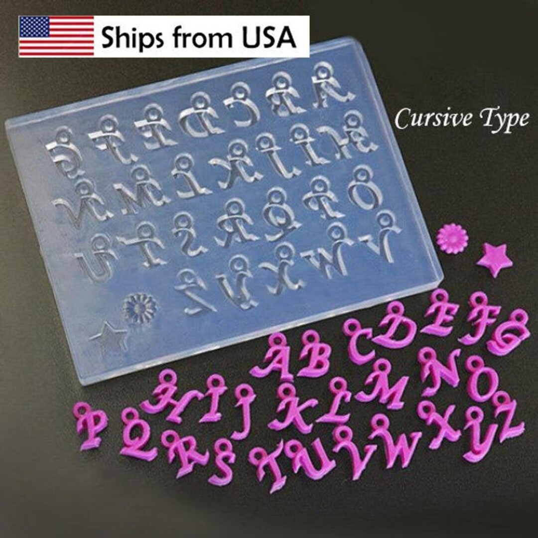 Silicone Mold, Alphabet Mold, CURSIVE Type Soft Mold for Polymer Clay ...