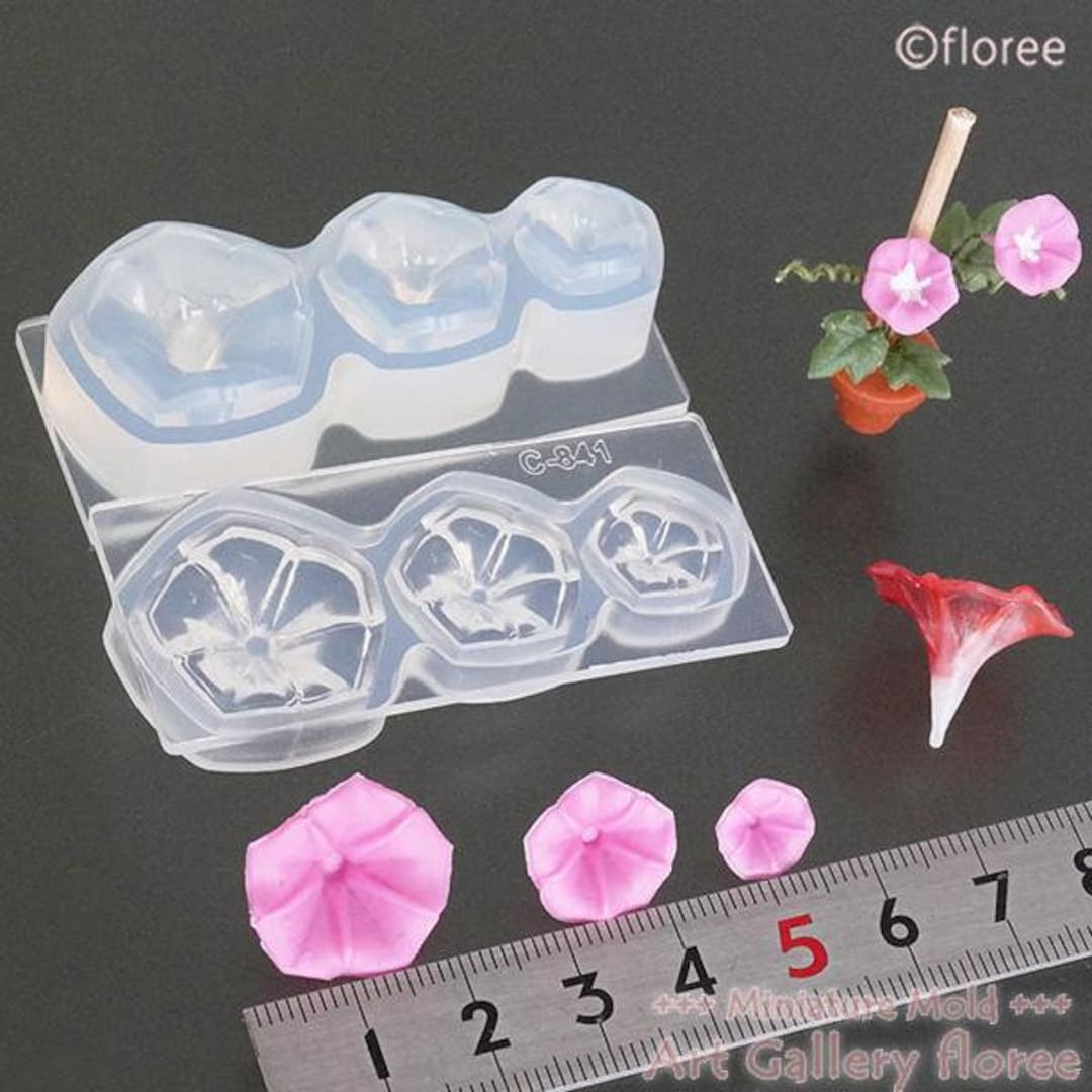 Silicone Mold Miniature 3D Morning Glory Flower Mold (3 Sizes) Flower ...