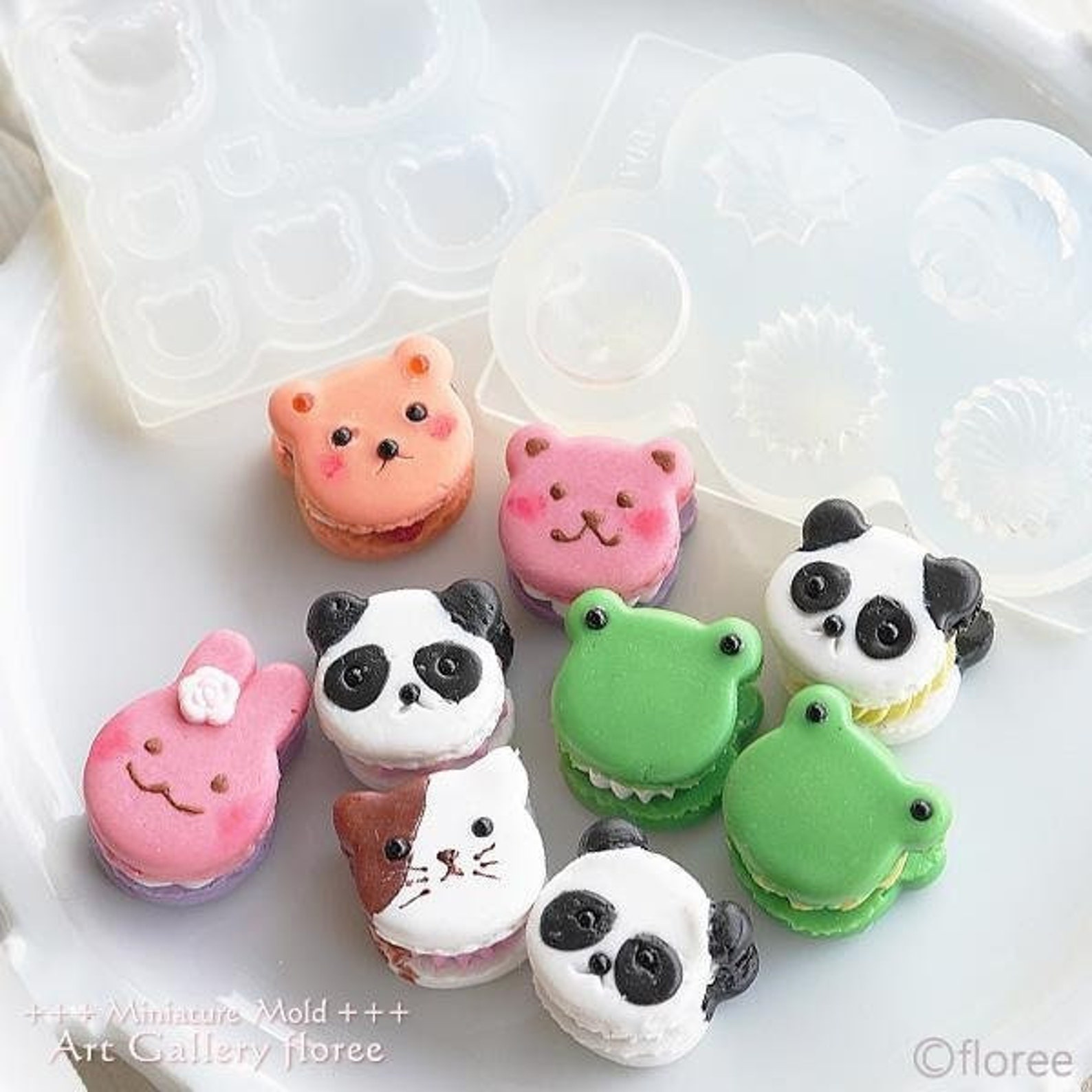 Silicone Mold, 3D Mini Animal Macaron Mold, 1:12 Scale Compatible ...