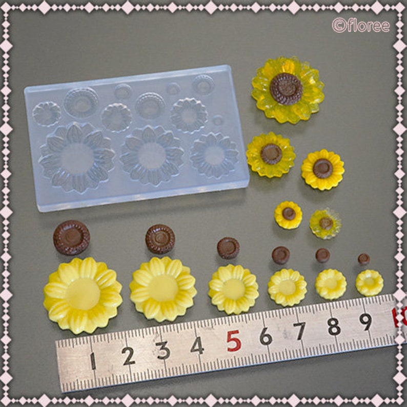Silicone Mold, 3D Miniature Sunflower Mold for Epoxy, UV Resin, Polymer ...