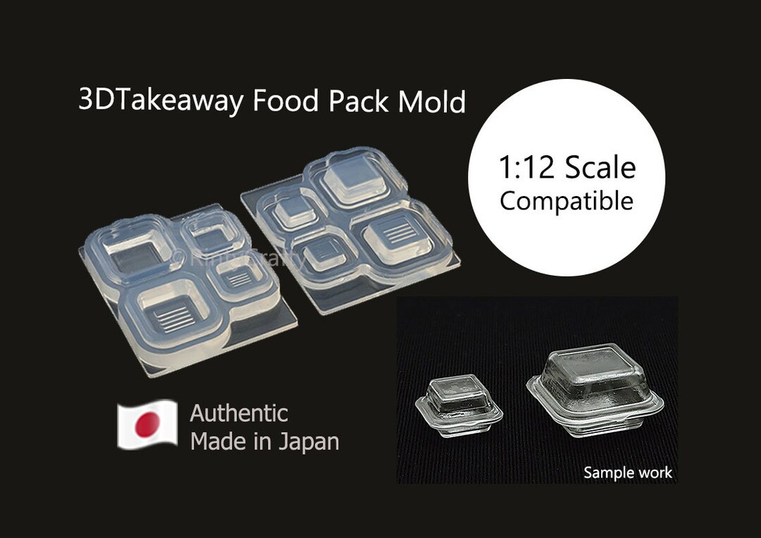 3D Mini Takeaway Food Container With Lid Mold for Miniature Crafts ...