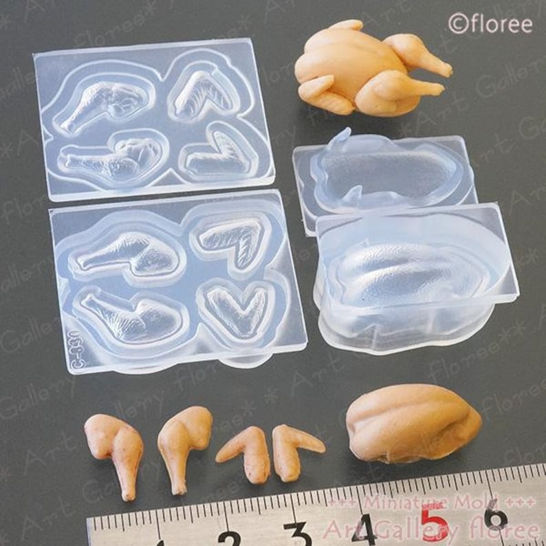 Silicone Mold, 3D Miniature Roasted Chicken Mold for Dollhouse ...