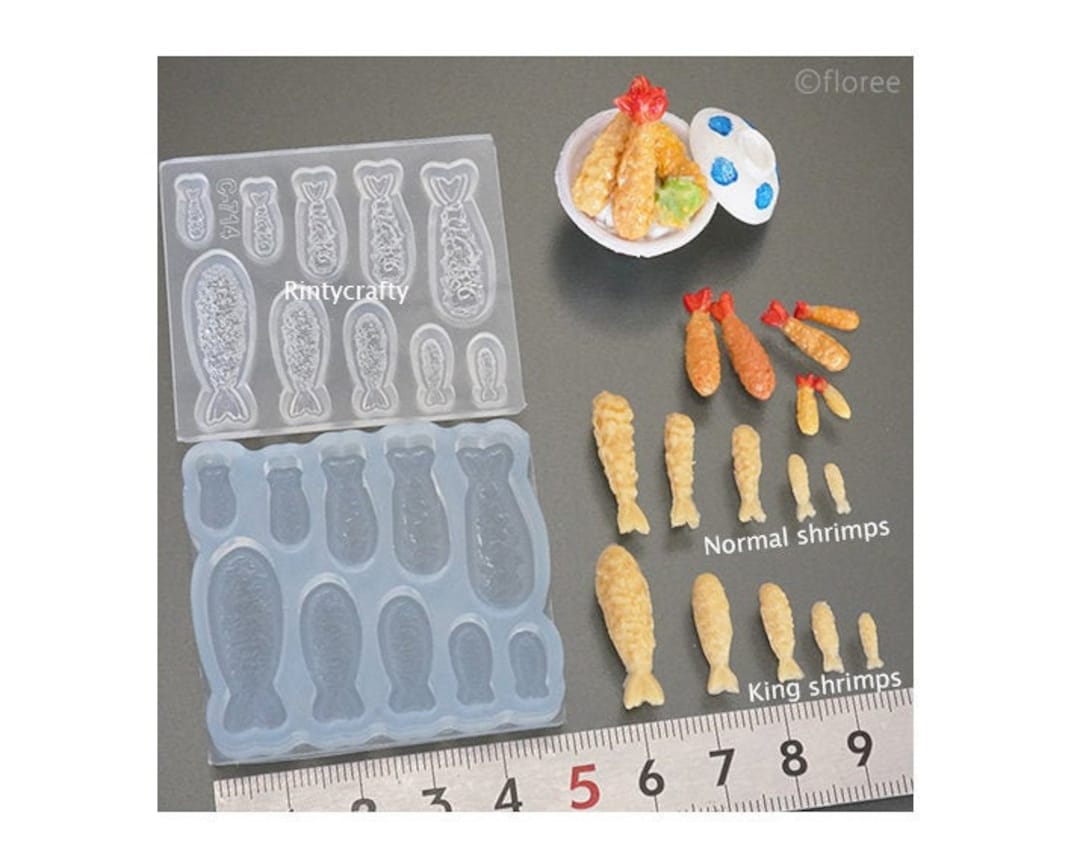 Silicone Mold, Deep Fried Prawn Mold, Ebi Fry Mold, Miniature Fake Food ...