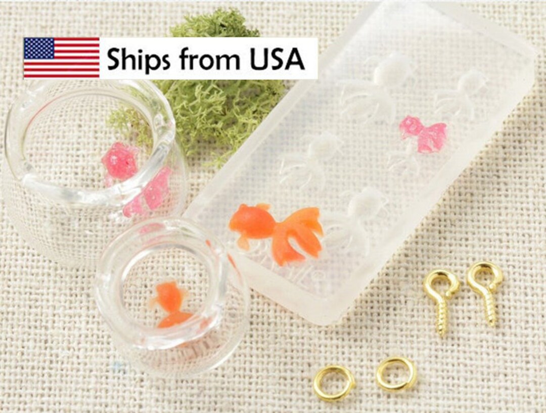 Silicone Mold Goldfish Mold, Miniature Goldfish Mold Set With Fish Bowl ...