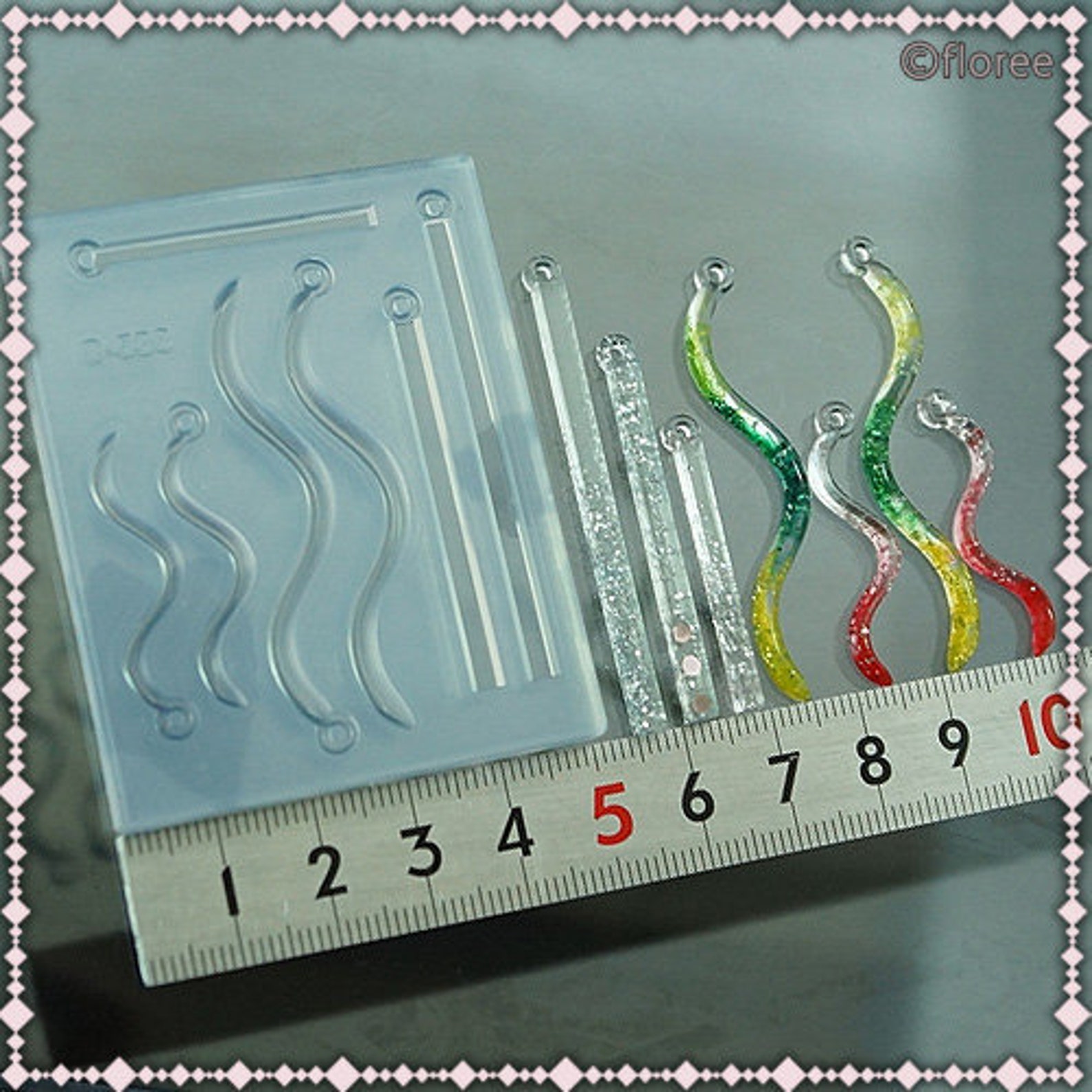 Silicone Mold, Lovely Jewelry Stick Series Long Charm With Key Ring ...