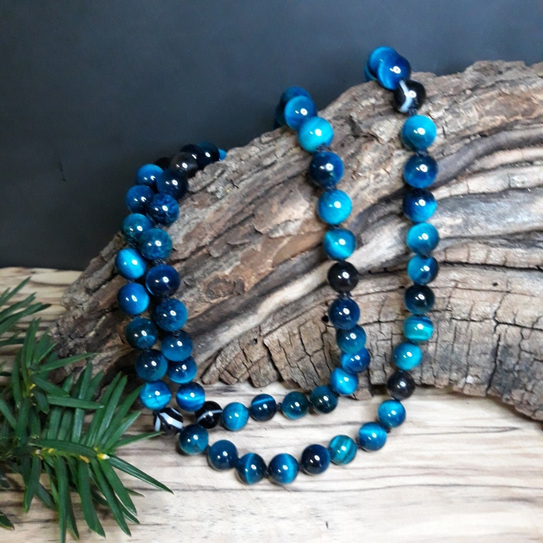 Nordic Prayer Beads - Hawk Eye & Black Agate - Etsy