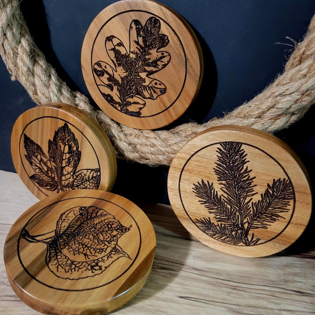 Solid Willow Wood Coasters: NATIVE LEAVES - Etsy