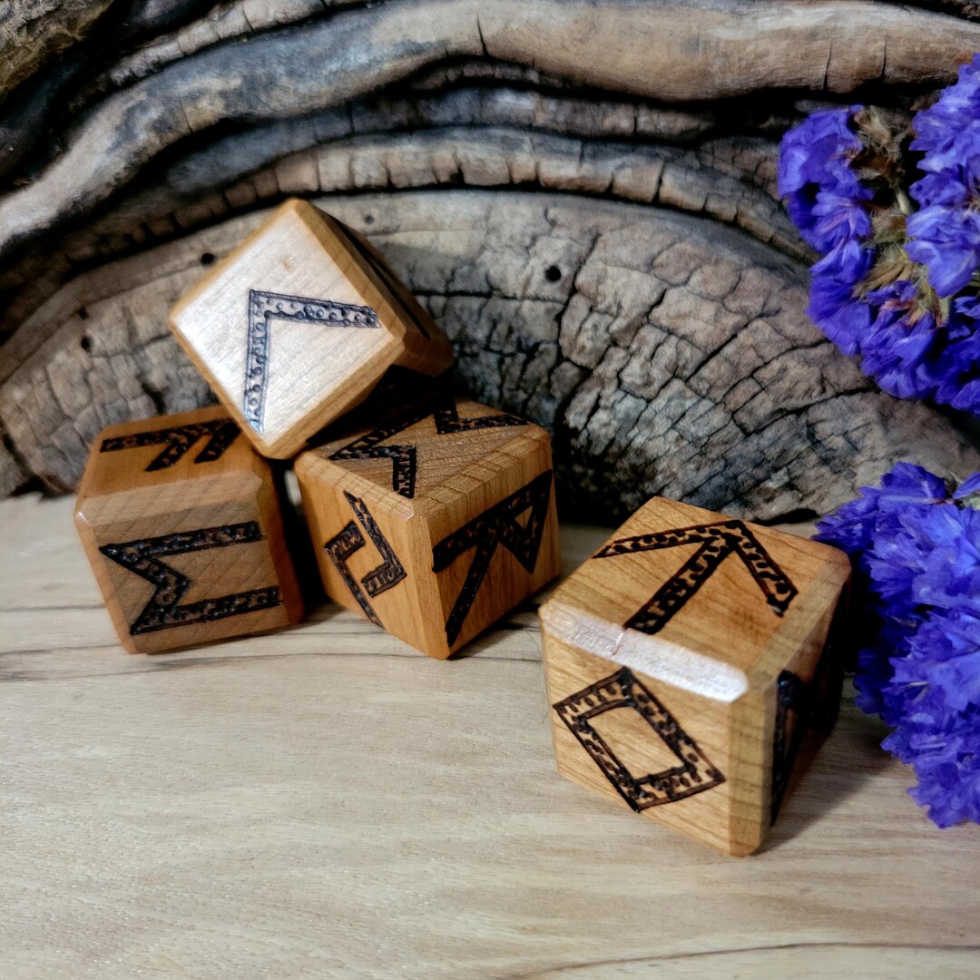 Cherry Wood Elder Futhark Rune Dice: YGGDRASIL - Etsy