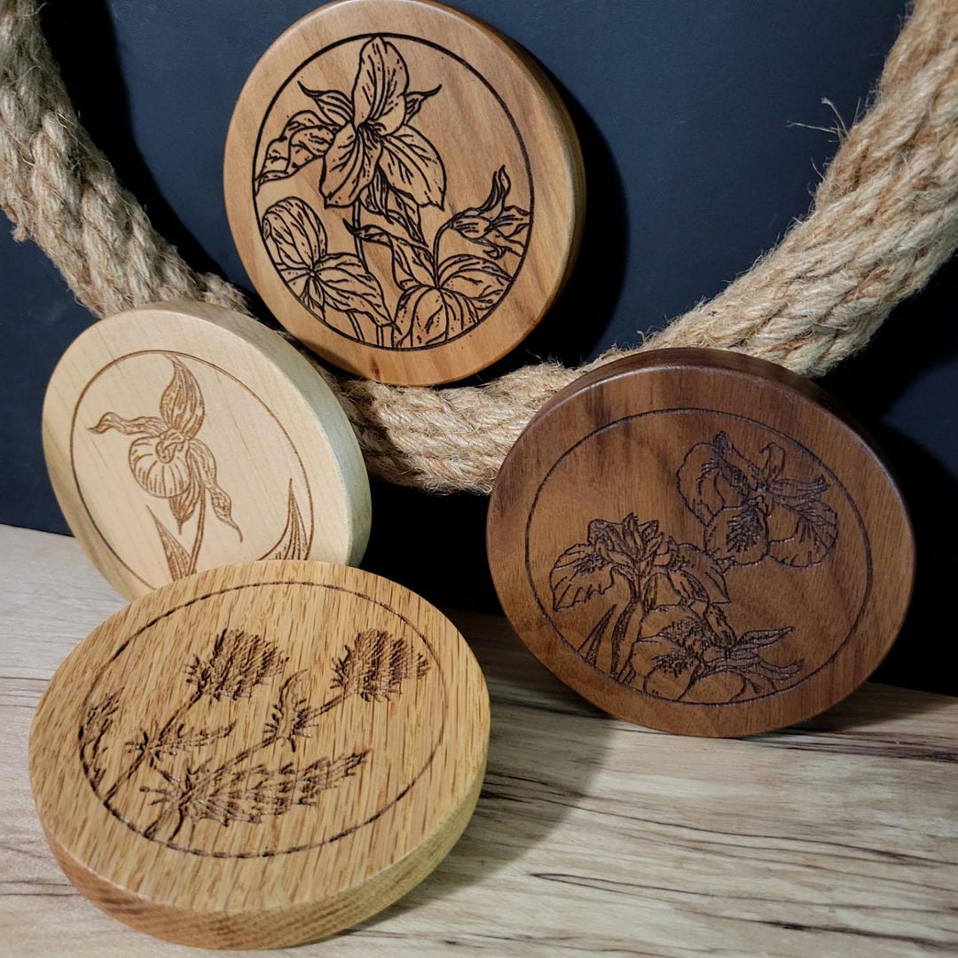 Solid Mixed Wood Coasters: NATIVE FLOWERS - Etsy