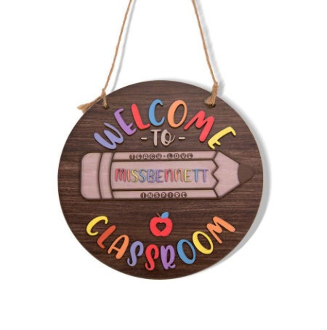 Custom Teacher Door Sign, Wooden Teacher Office Decor, Classroom Door ...