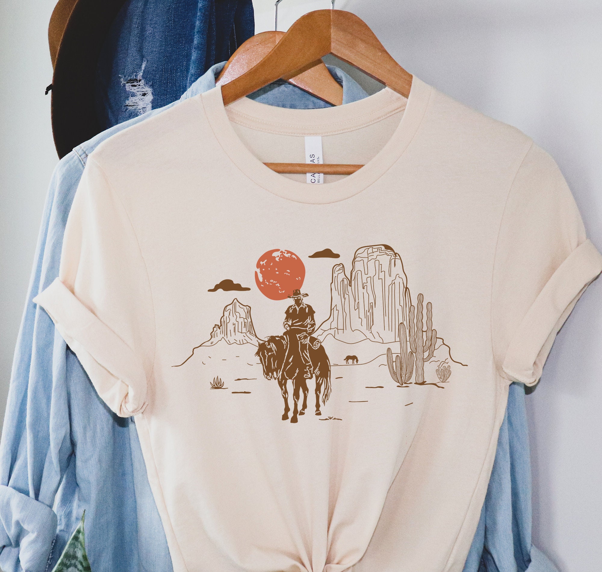 Western Graphic Tee - Cowboy Shirt - Wild West Shirt - Vintage Tshirts ...