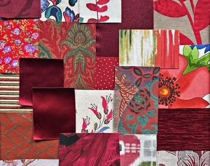 30 X Various Small Red Tone Remnant Fabric Pieces Mini Panels - Junk ...
