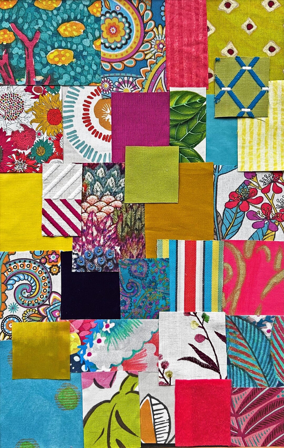 30 X Various Small Bright Colours Remnant Fabric Pieces Mini Panels ...