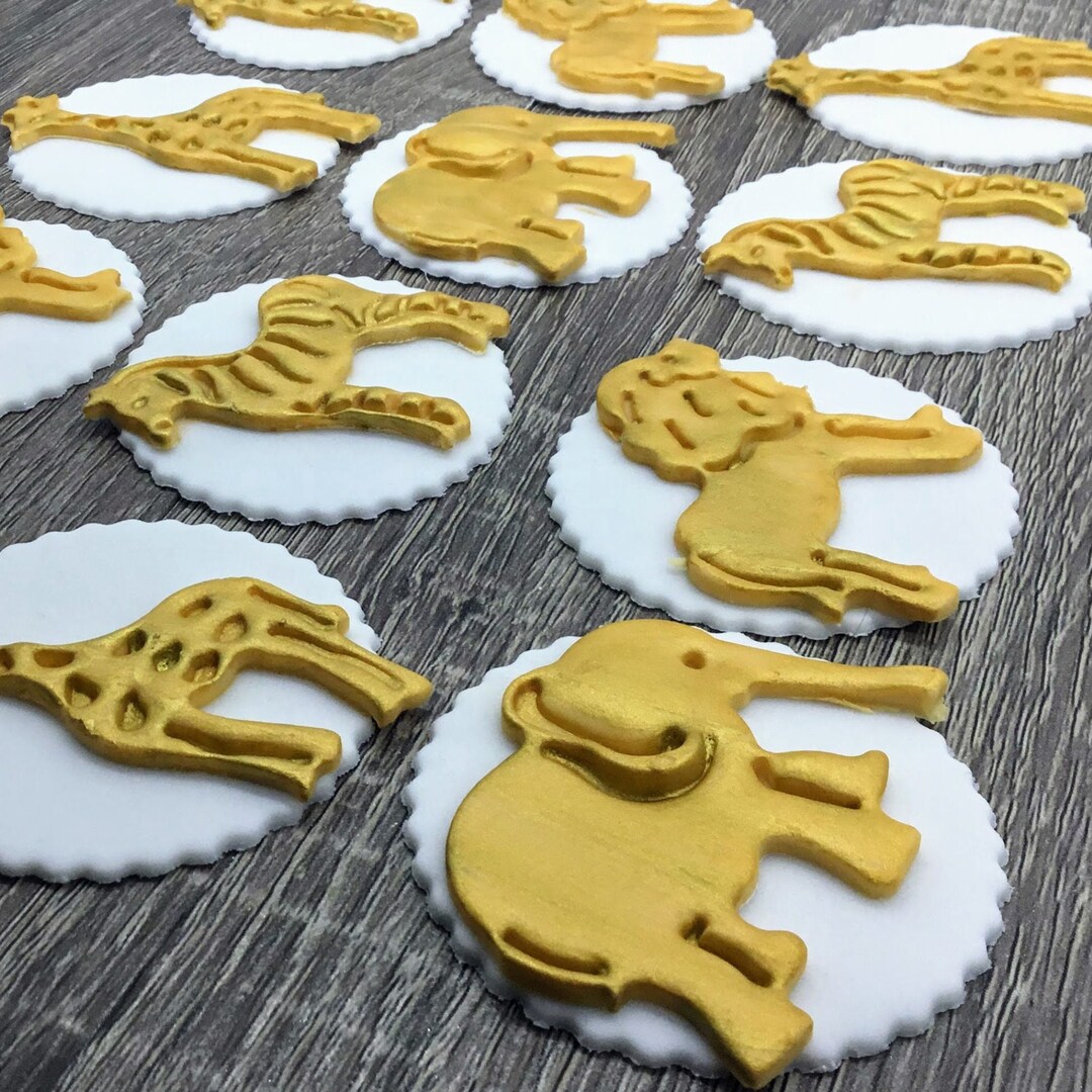 Safari Animal Cupcake Toppers, Safari Animal Fondant, Fondant Safari ...