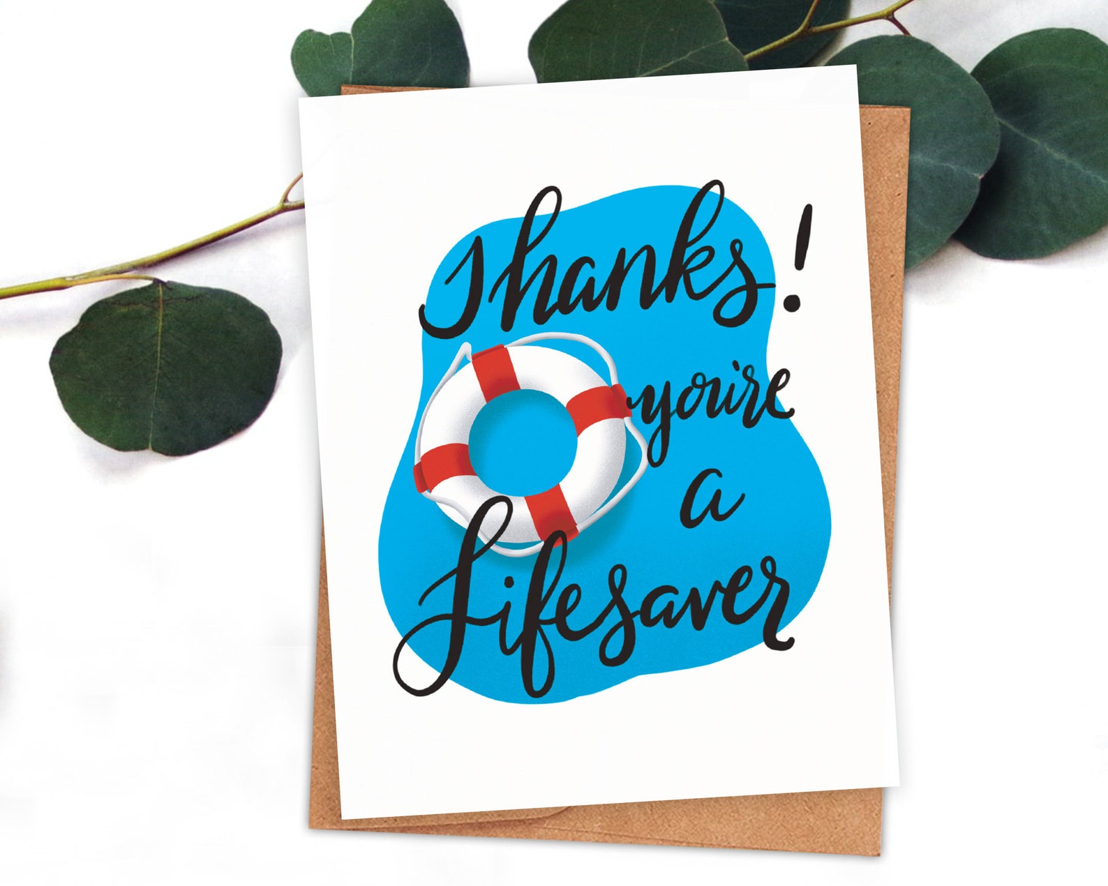 Thank You Card You're a Lifesaver A2 Greeting Card | Etsy