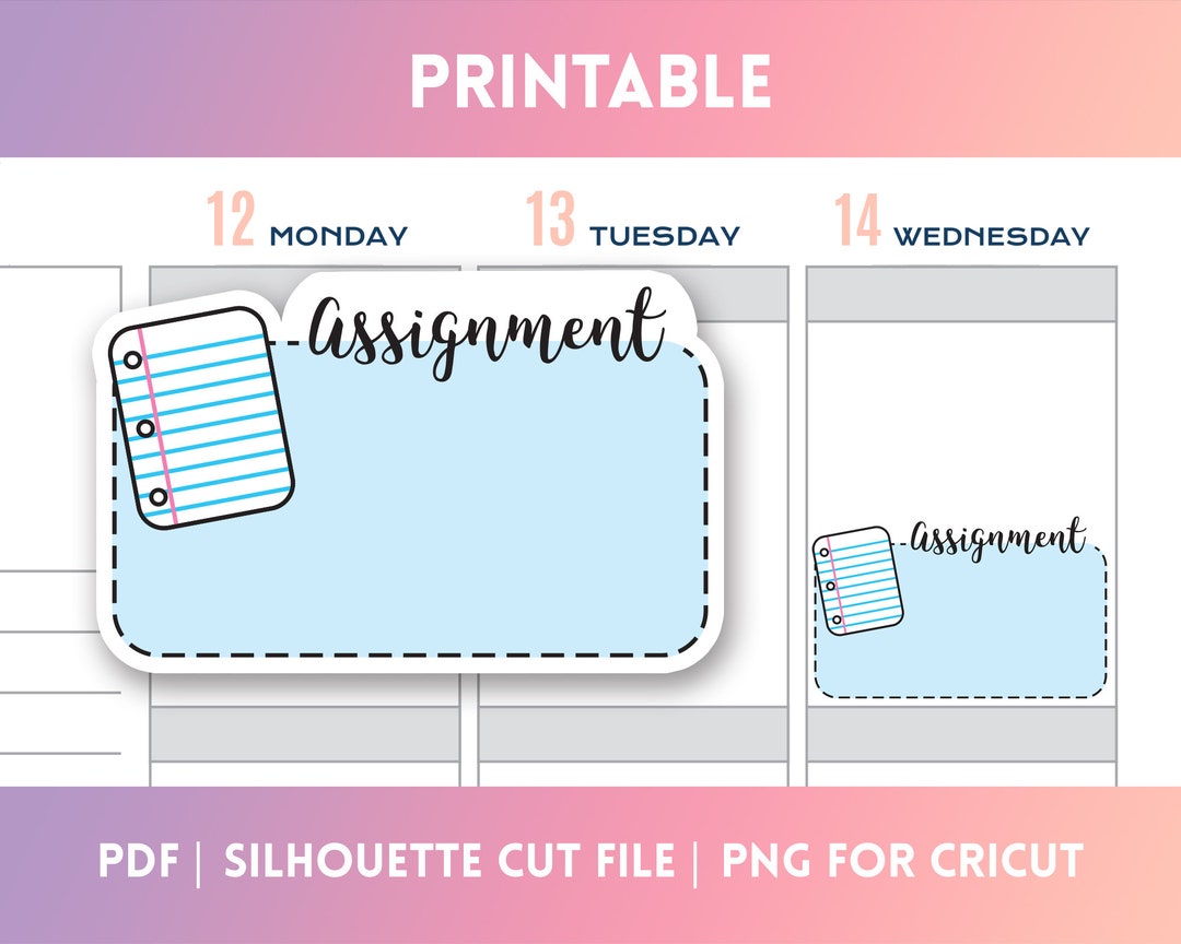 Printable Assignment Homework Student Planner Stickers With Print and ...