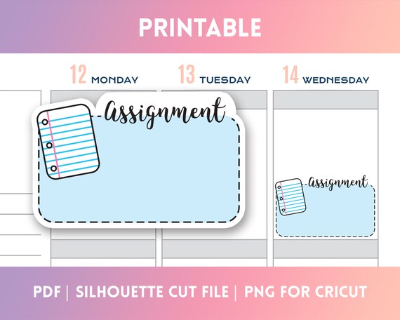 Printable Assignment Homework Student Planner Stickers With | Etsy