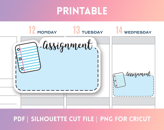 Printable Assignment Homework Student Planner Stickers With - Etsy