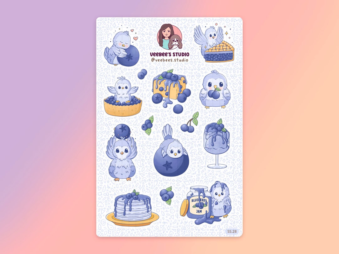 Stickers, Blueberry-themed, Bluebirds, Bujo, Bullet Journal, Planner ...