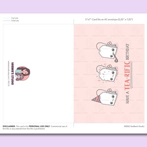 Printable Birthday Card, Gift for Tea Lover Have a Tea-riffic Birthday ...