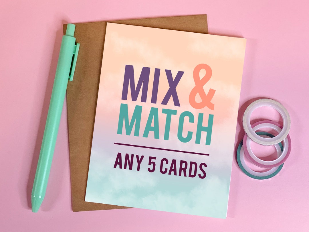 Mix and Match Build Your Own Greeting Card, Set of 5 - Etsy