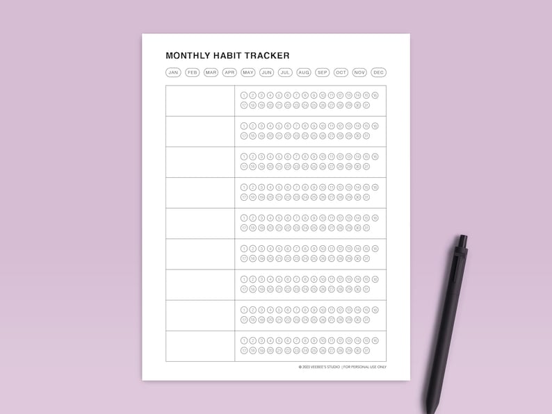 Monthly Habit Tracker Printable or Digital PDF - Etsy