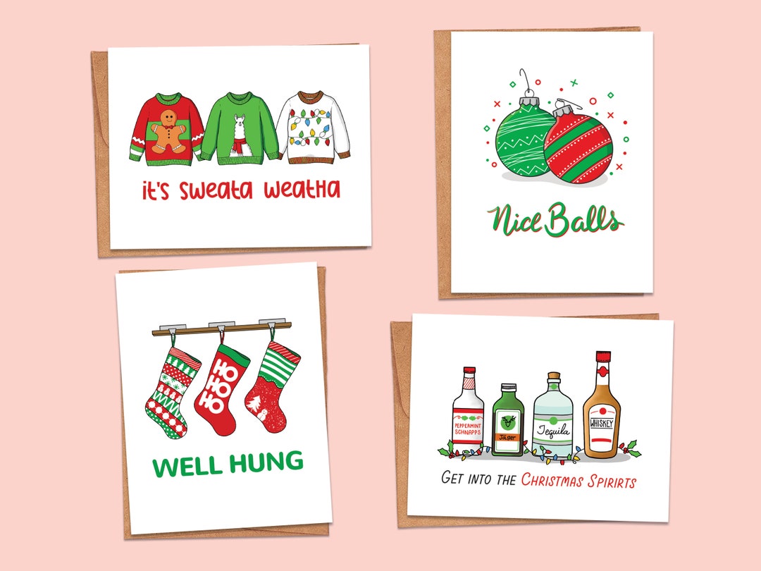 Adult Christmas Card Set, Naughty Christmas Card Set A2 Card, Blank ...