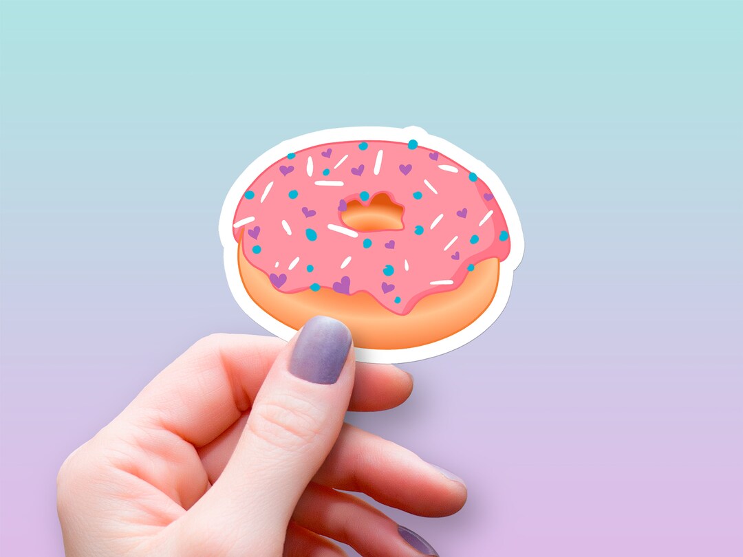 Cute Donut Sticker, Waterproof Sticker, Laptop Sticker, Water Bottle ...